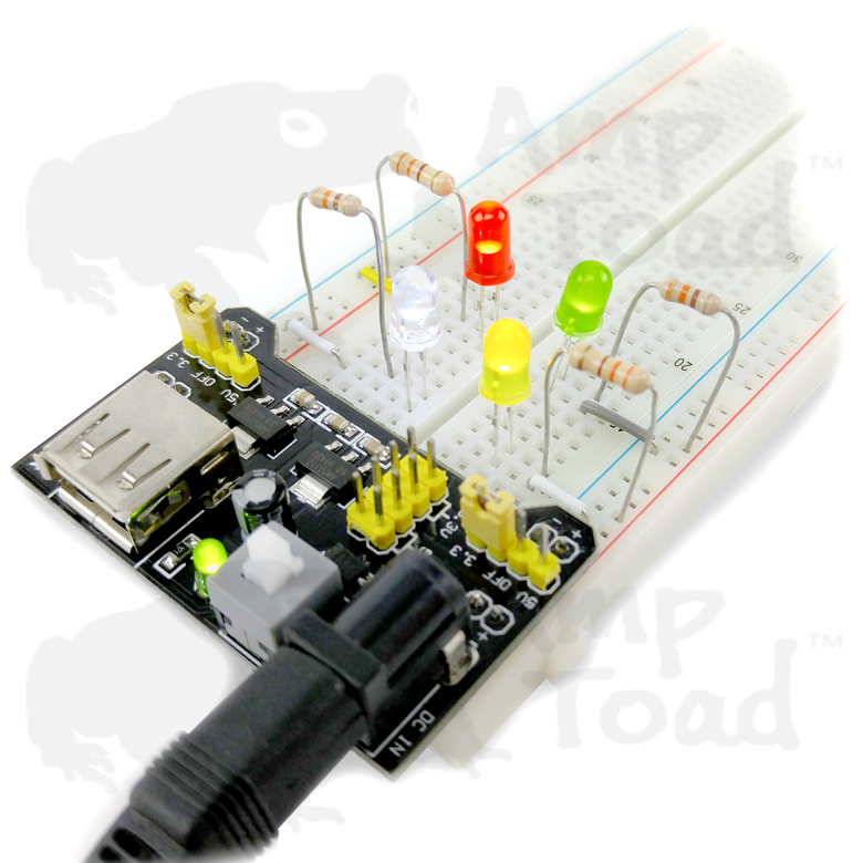 BreadBoard Beginners Kit, Power Supply Module, Resistors, Wires, more ...